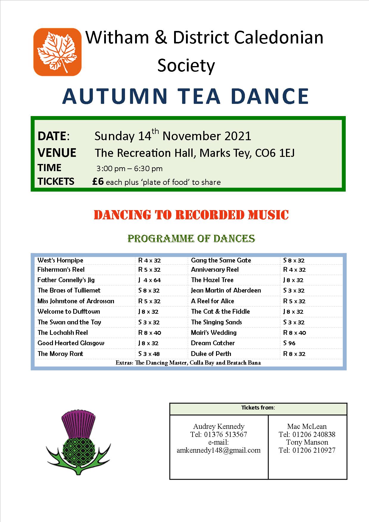 Witham & District Autumn Tea Dance | Scottish Country Dancing